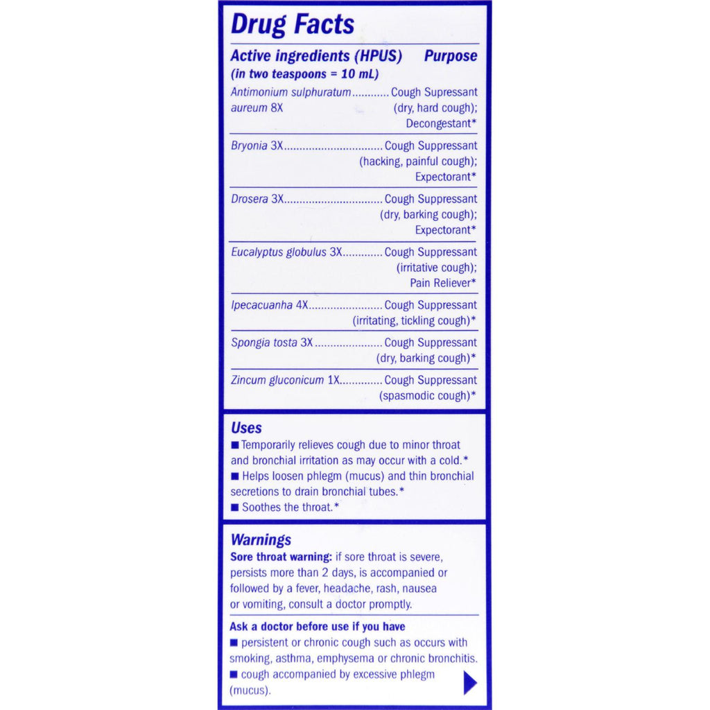 Boericke And Tafel Cough And Bronchitis Syrup With Zinc - 4 Oz ...